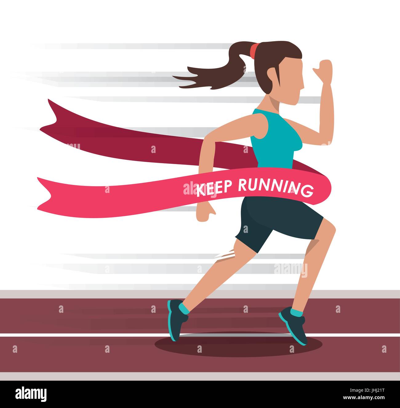 colorful background with female athlete running in track and crossing the finish line Stock ...