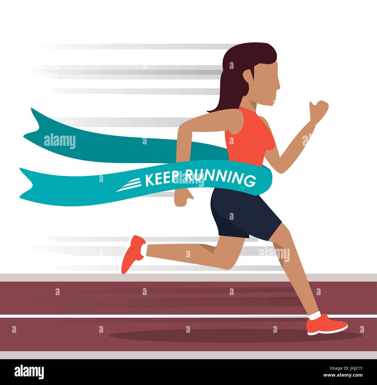 colorful background with woman athlete running in track and crossing the finish line Stock ...