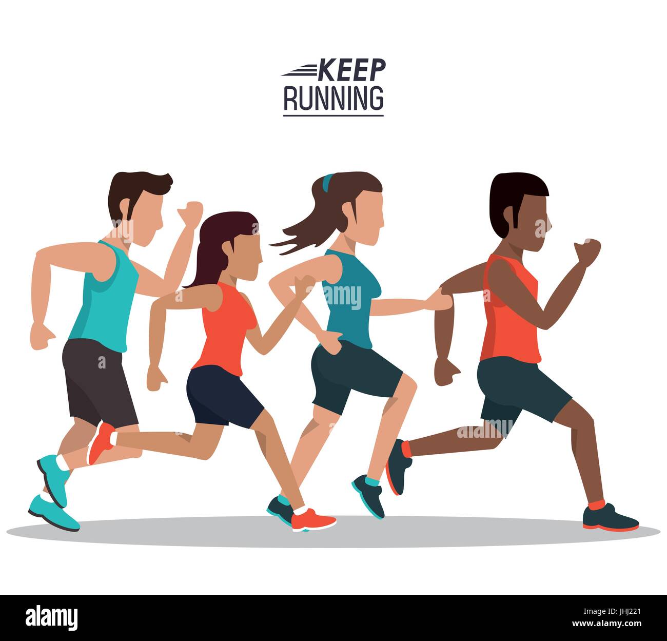 white background of poster keep running with set of athletes Stock ...