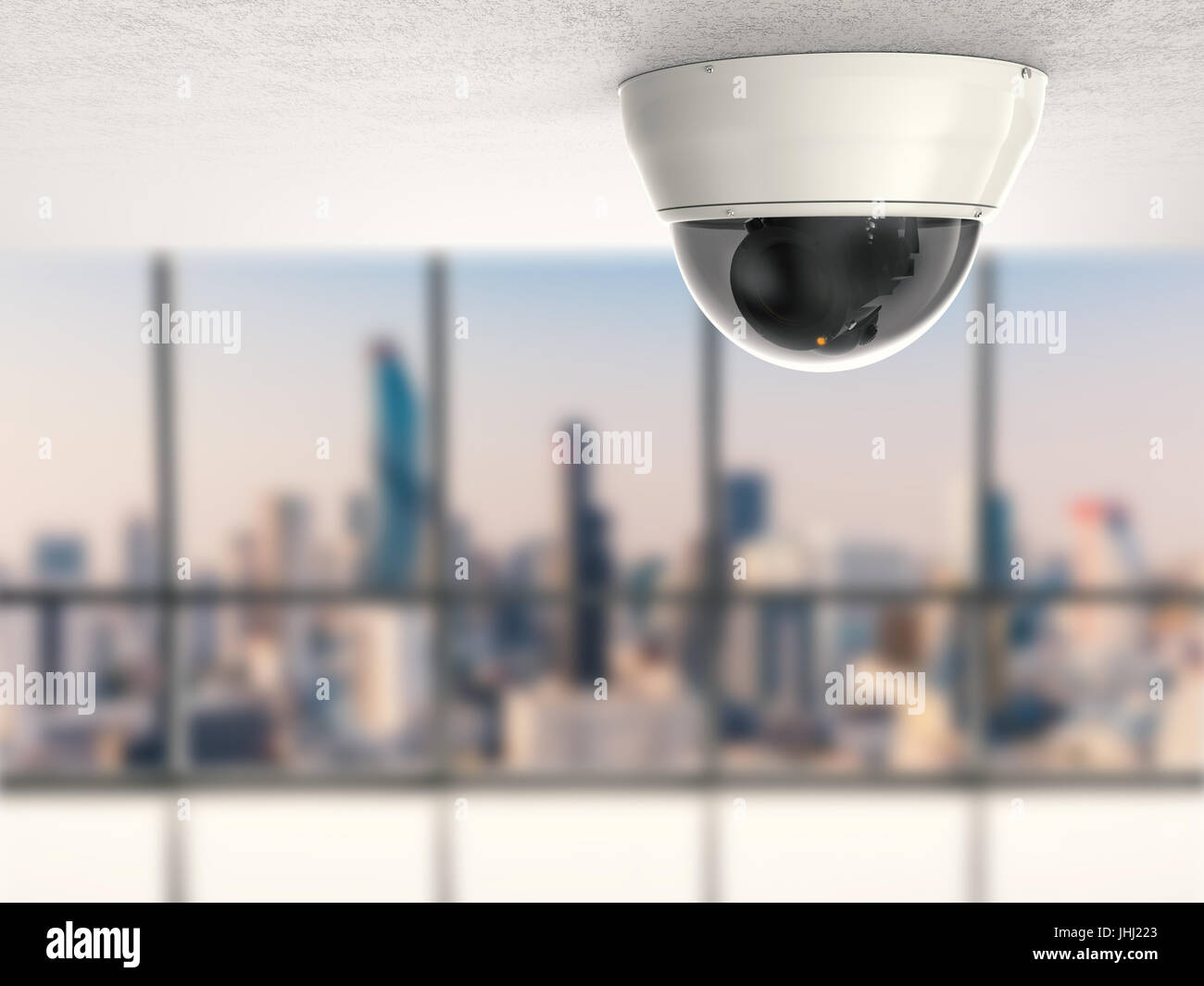 3d rendering security camera or cctv camera with office background ...