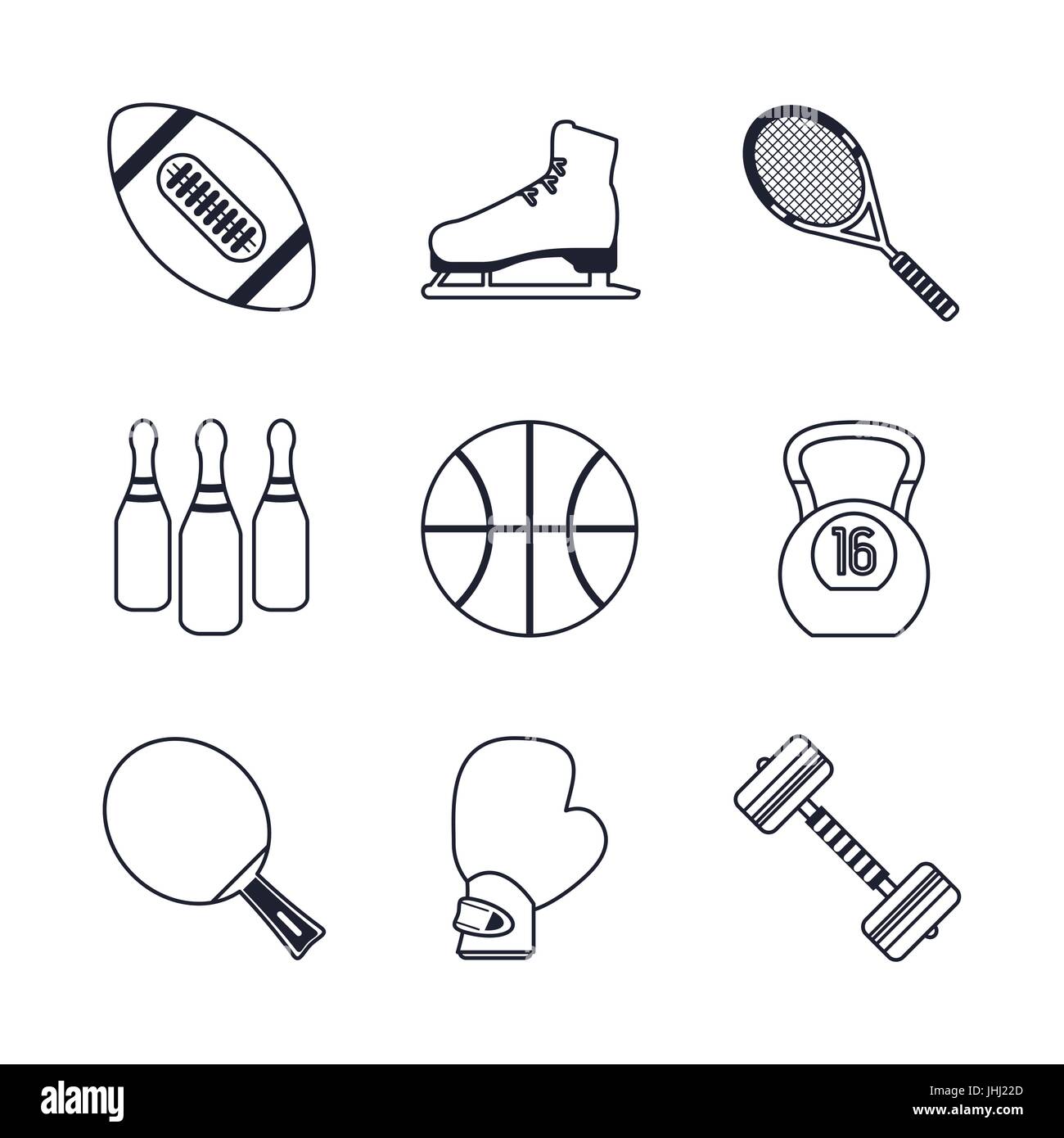 white background with black silhouettes of sports elements Stock Vector ...