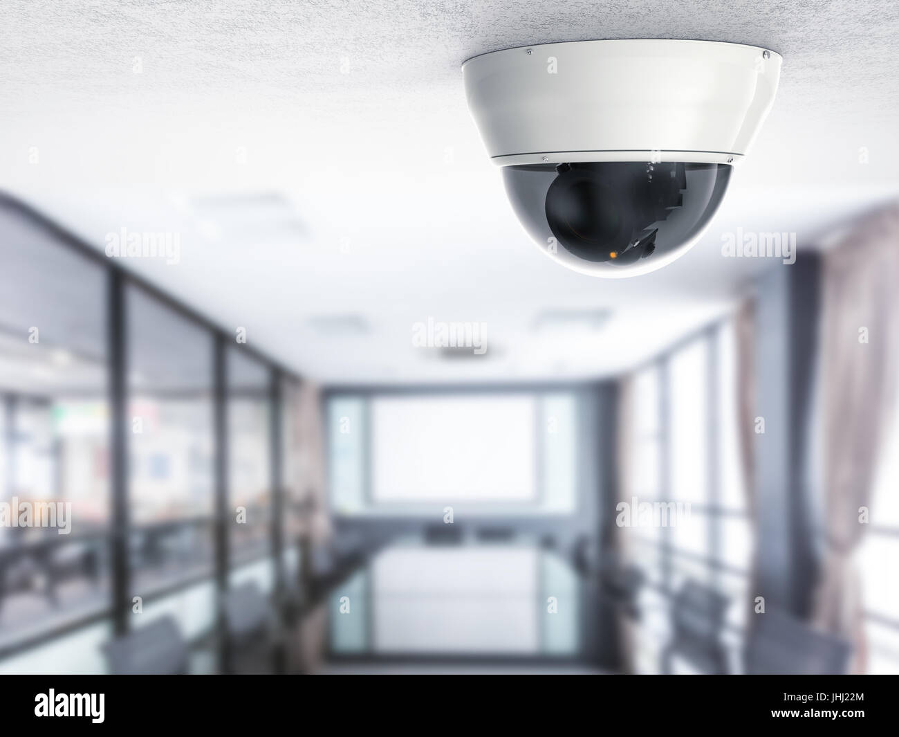 3d rendering security camera or cctv camera with office background ...