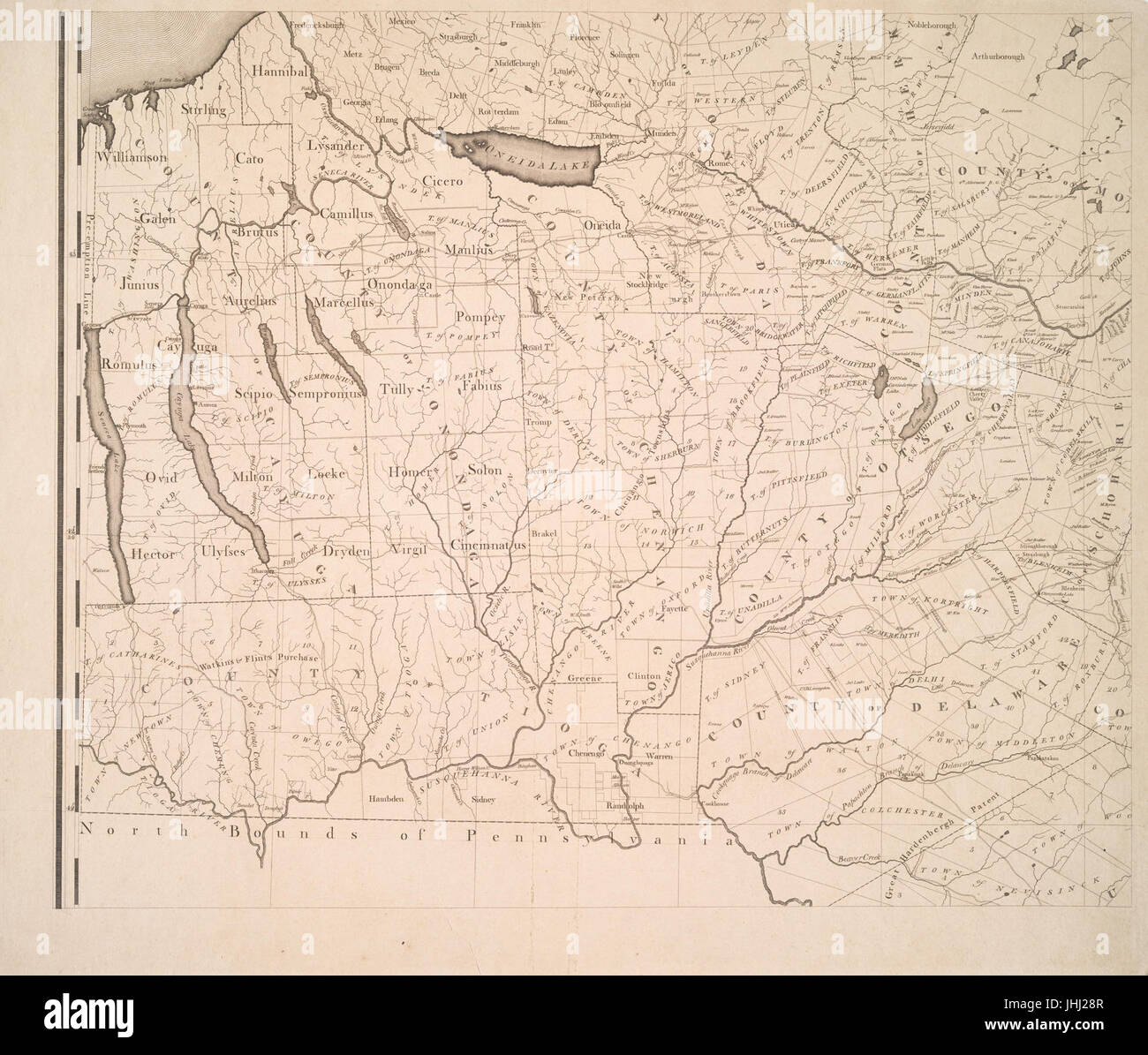 Map of the state of New York (NYPL b14919980-2020735 Stock Photo - Alamy