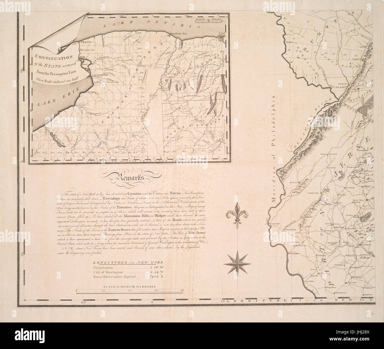 Map of the state of New York (NYPL b14919980-2020737 Stock Photo - Alamy