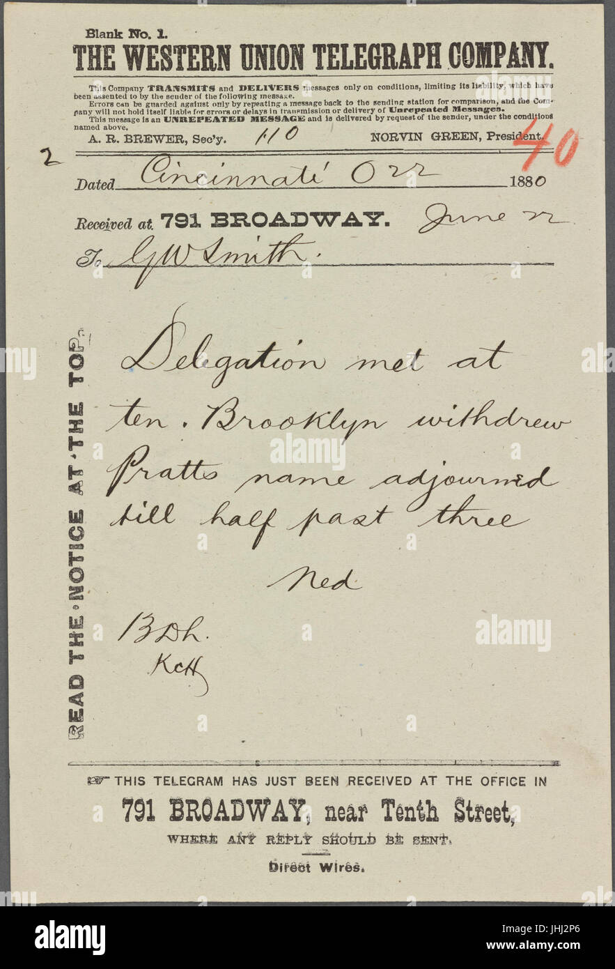 Telegrams relating to 1880 Democratic National Convention (NYPL ...