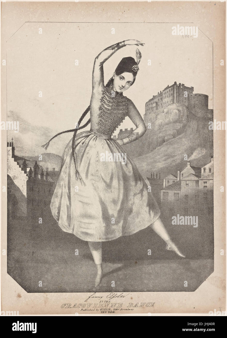 This image depicts Fanny Elssler, a famous Austrian dancer, performing ...