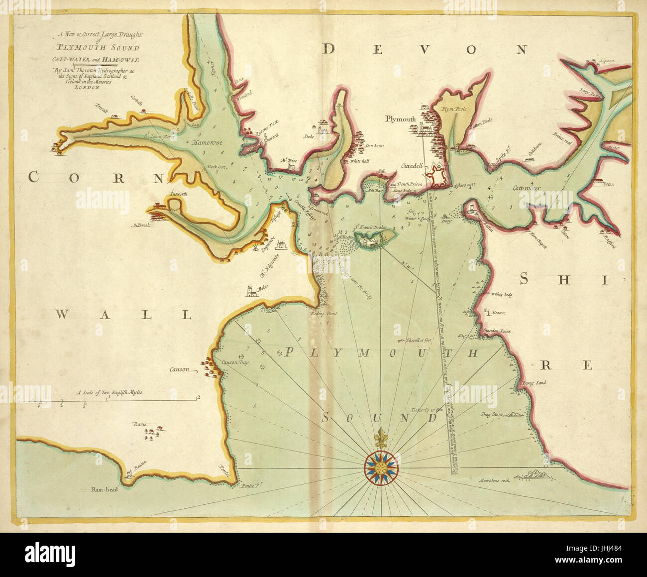 Plymouth sound map hi-res stock photography and images - Alamy