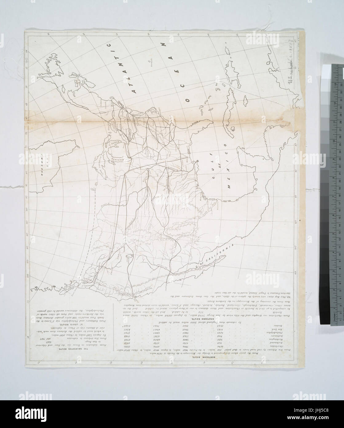 Map of the United States, showing the proposed railroad routes from ...