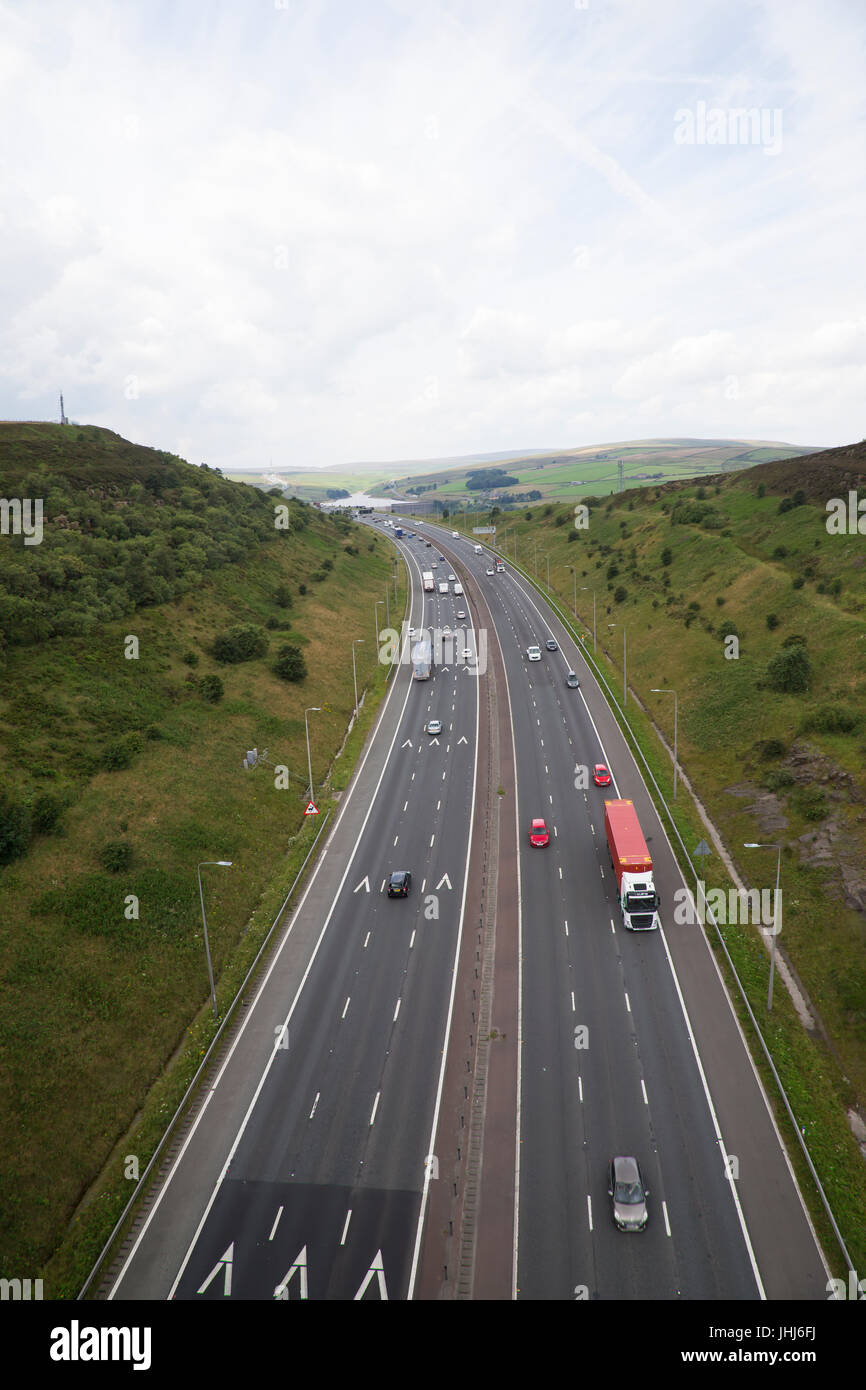 View of the Trans-Pennine M62 motorway in Yorkshire looking West from ...