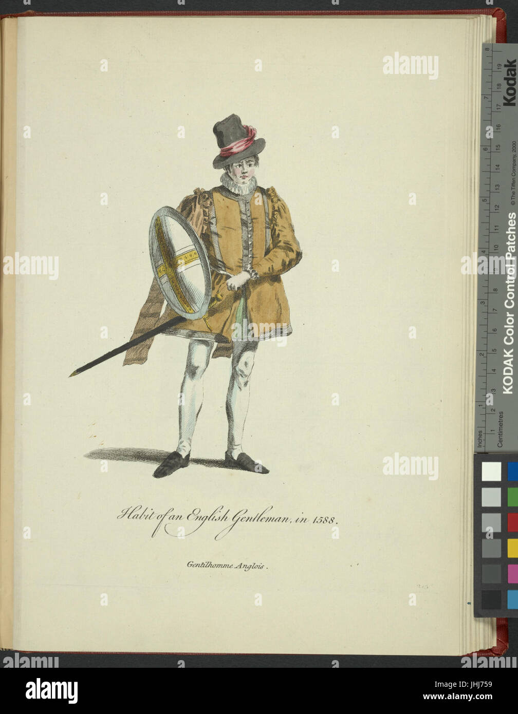 This illustration shows the attire and appearance of an English ...