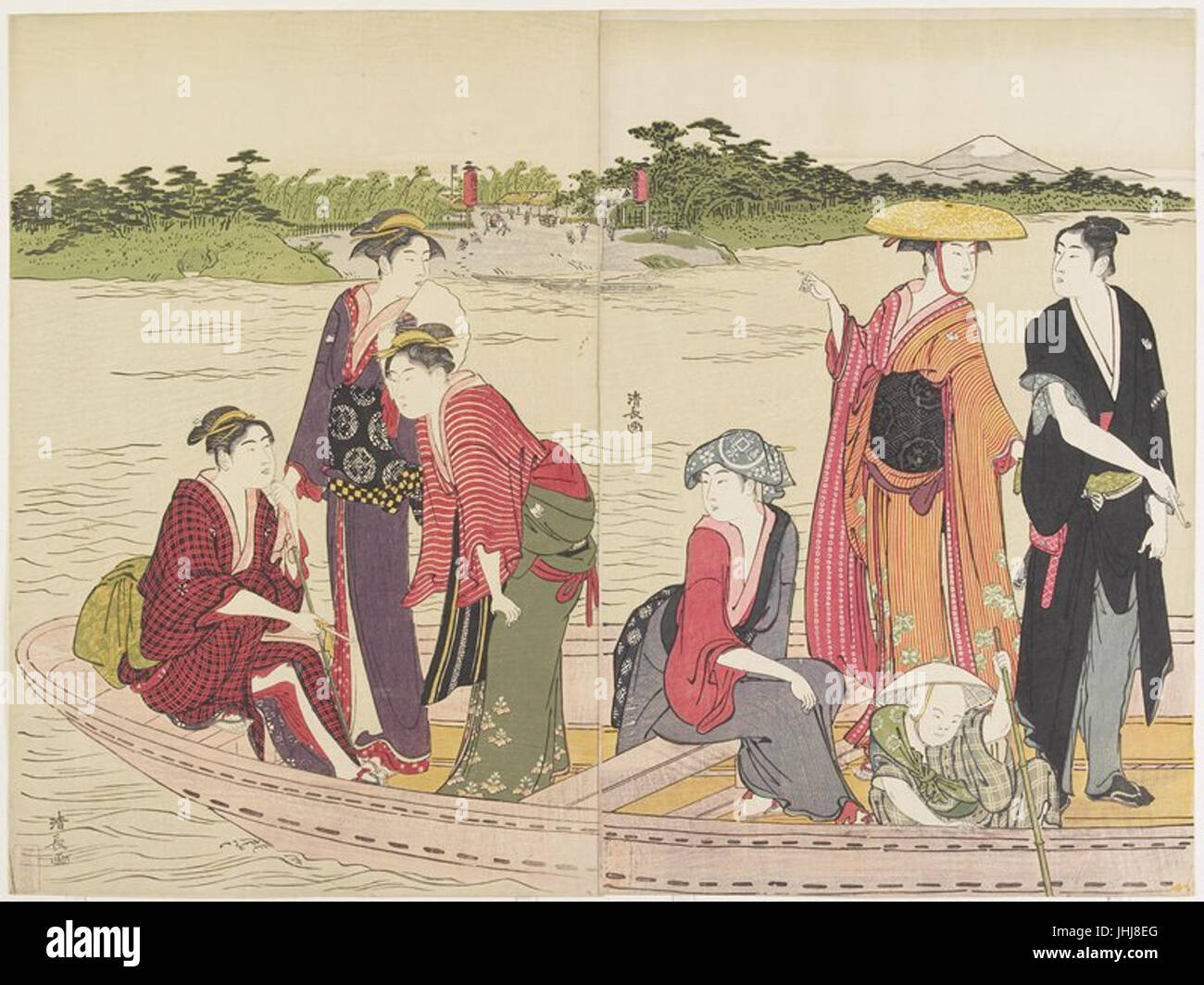 Ferryboat on the Rokugo River by Torii Kiyonaga Stock Photo - Alamy