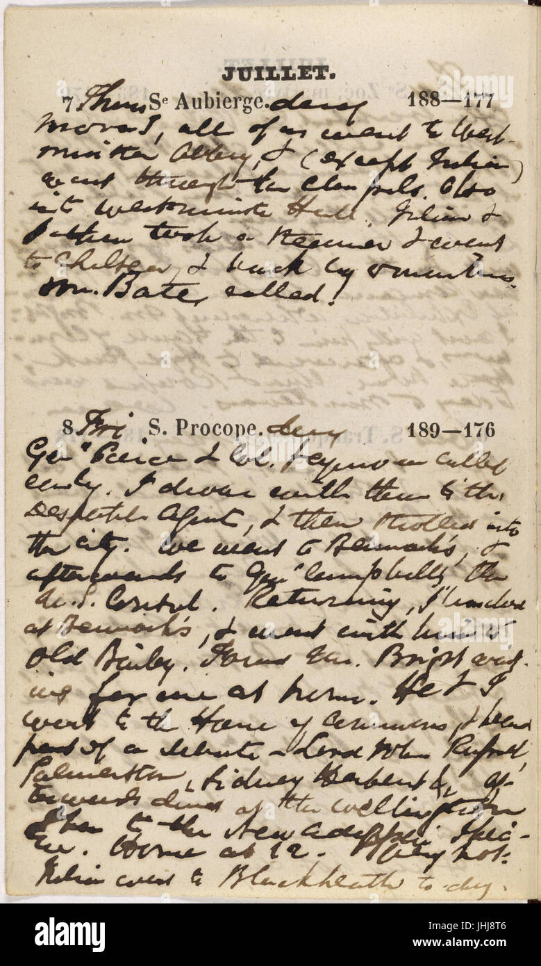 A holographic manuscript from 1859, detailing an Italian diary ...