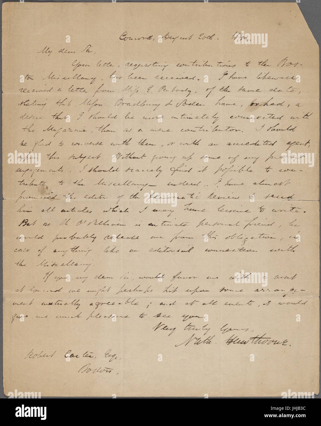 Carter, Robert, ALS to. Aug. 20, 1842 (NYPL b15823745-5046948 Stock ...