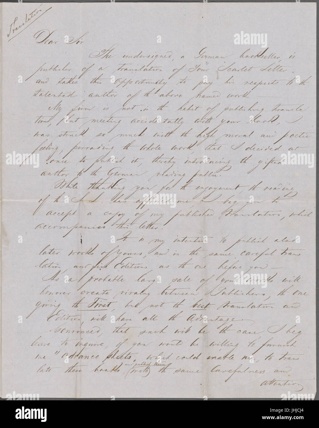 Klasing, A., letter to NH. Jun. 3, 1851. Translation in unknown hand ...