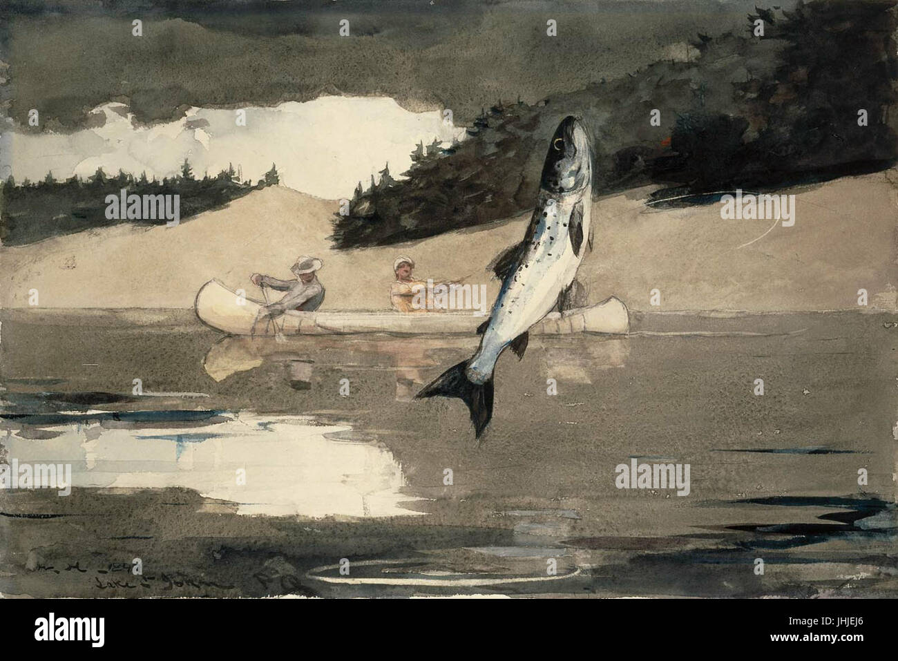 A painting by Winslow Homer from 1897 depicting fishermen engaged in ...