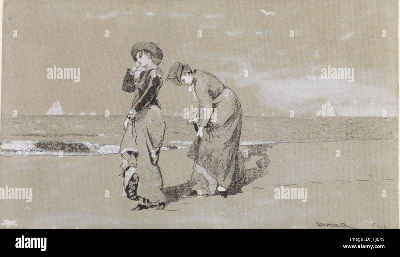 Winslow Homer - Evening on the Beach (1871, Colby College Museum of Art ...
