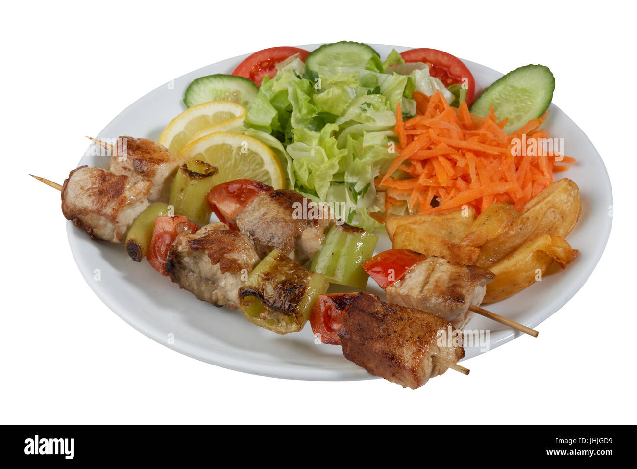 Fish kebab , skewered fish with vegetables Stock Photo - Alamy