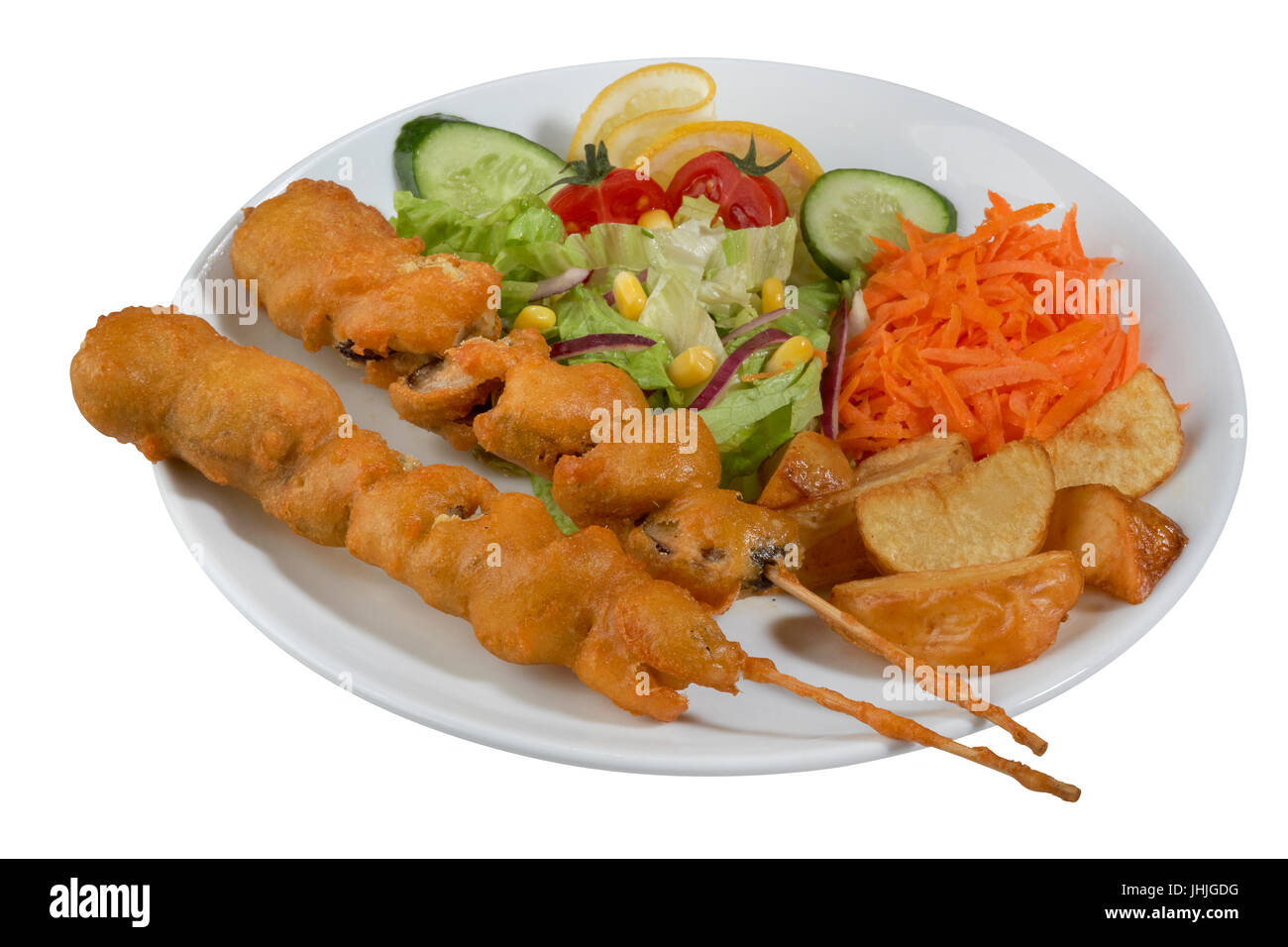Fish kebab , skewered fish with vegetables Stock Photo - Alamy