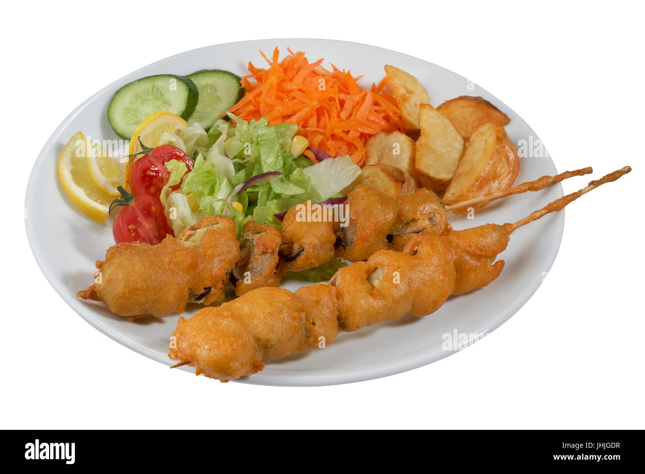 Fish kebab , skewered fish with vegetables Stock Photo - Alamy