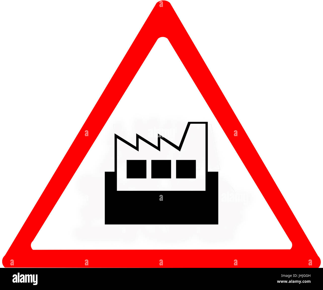 Factory plant icon warning triangle sign on white background Stock ...