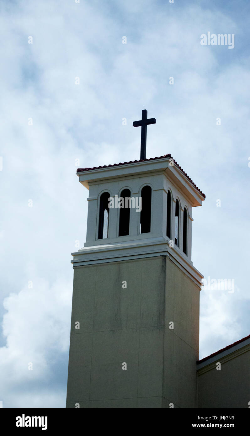 Cross top bell tower church hi-res stock photography and images - Alamy