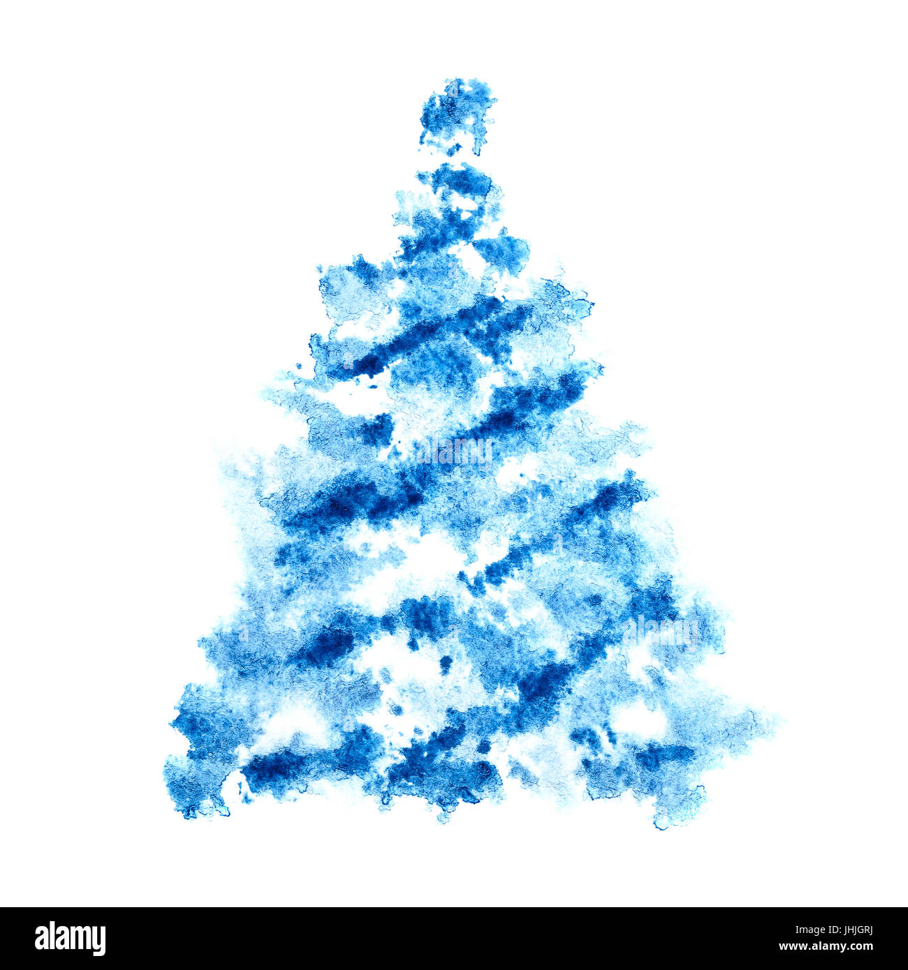 Blue scetched Christmas tree isolated on the white background - raster ...