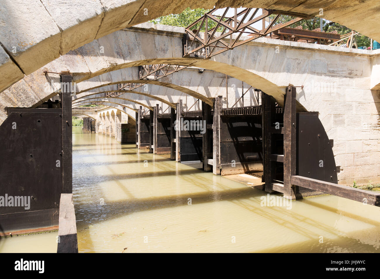 The Ouvrages du Libron, flood defences at the intersection of the Canal ...