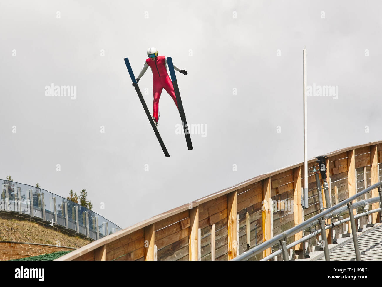 Ski jump. Artificial track. Sport background. Norwegian summer ...