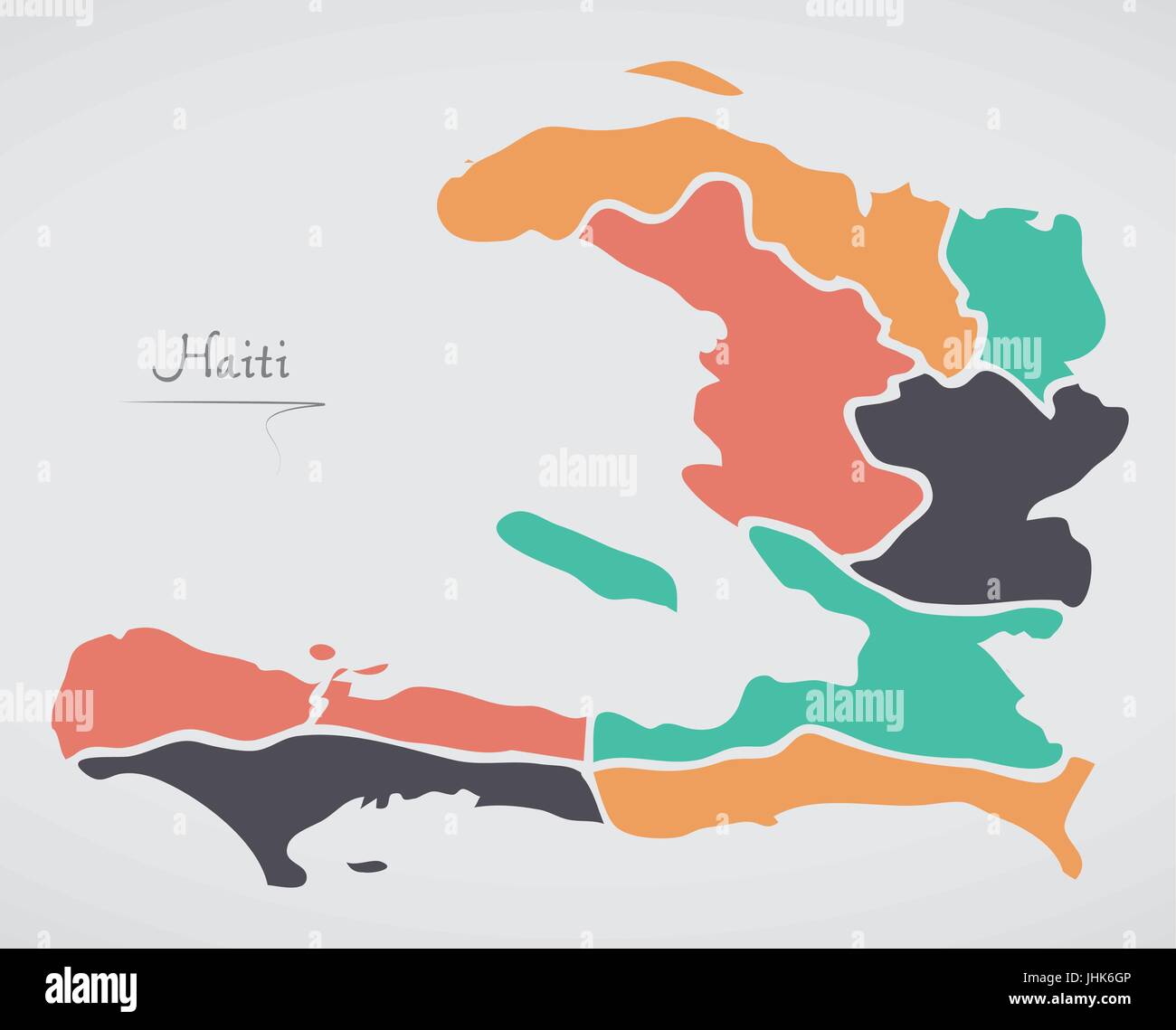 Haiti Map with states and modern round shapes Stock Vector Image & Art ...