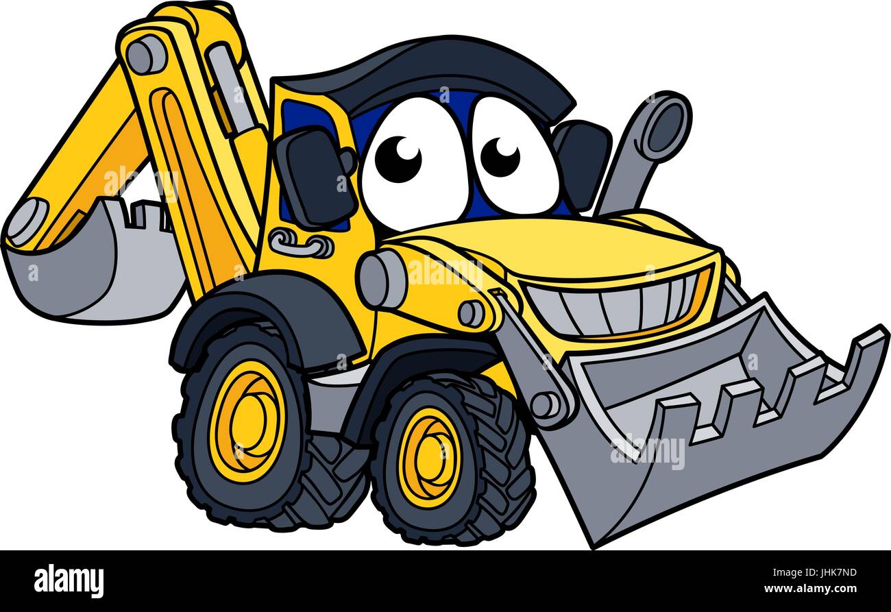 Digger Bulldozer Cartoon Character Stock Vector Image & Art - Alamy
