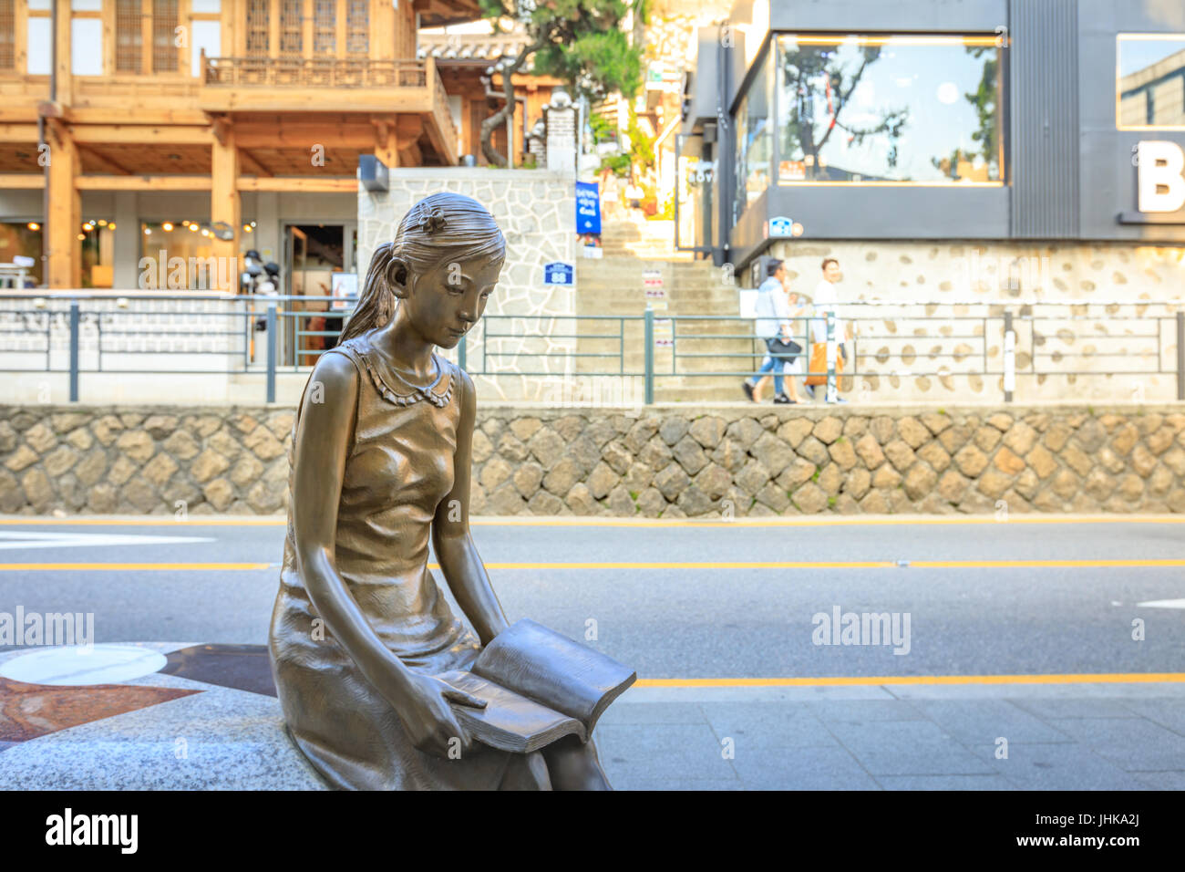 Street statue at Samcheong Dong street on Jun 19, 2017 in Seoul, Korea ...
