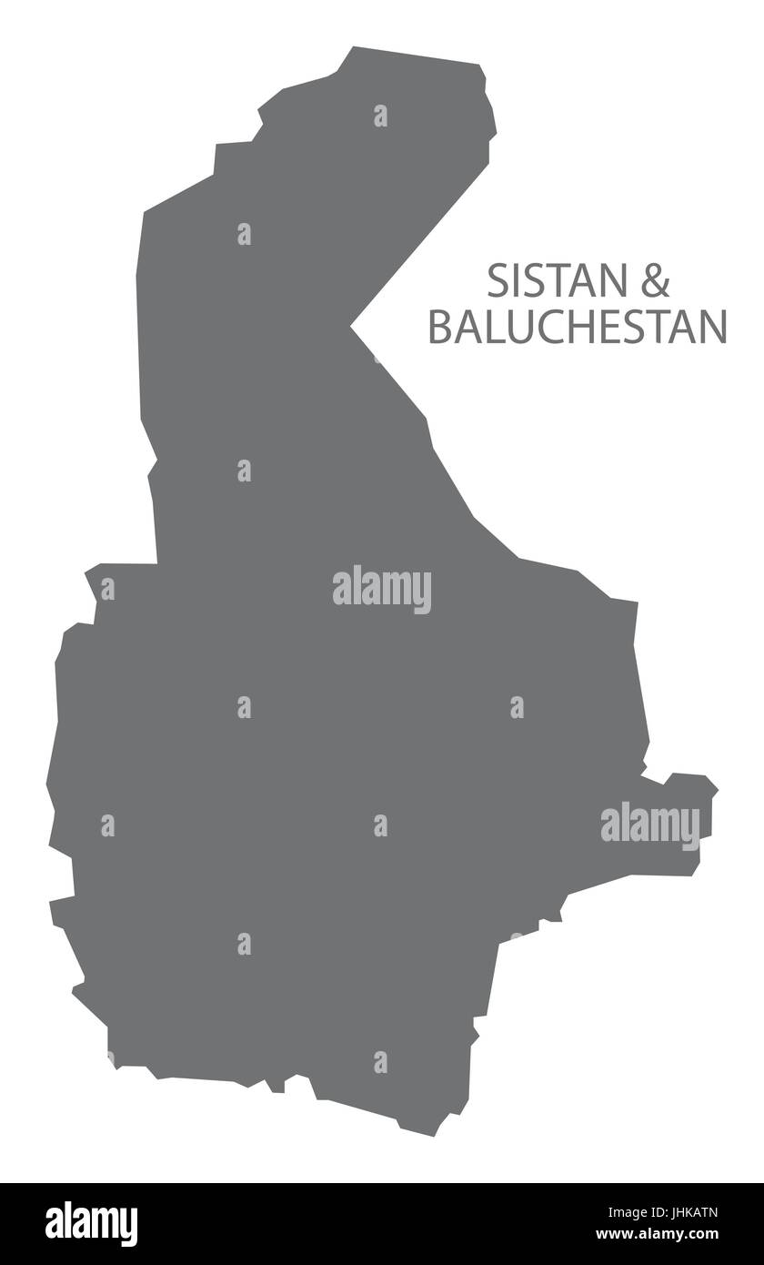 Sistan and Baluchestan Iran region map grey illustration silhouette ...
