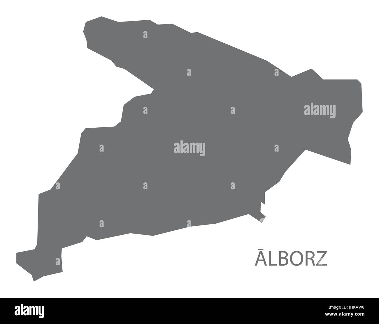 Alborz Iran region map grey illustration silhouette shape Stock Vector ...