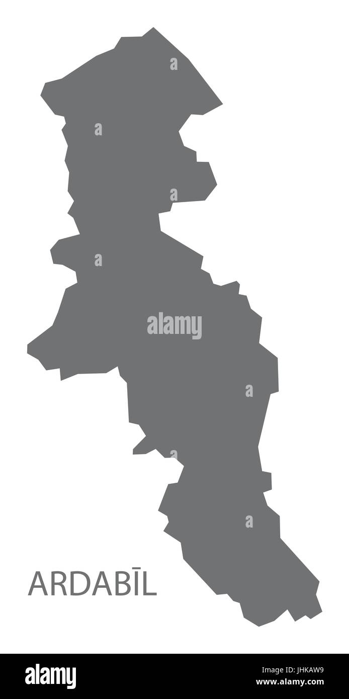 Ardabil Iran region map grey illustration silhouette shape Stock Vector ...