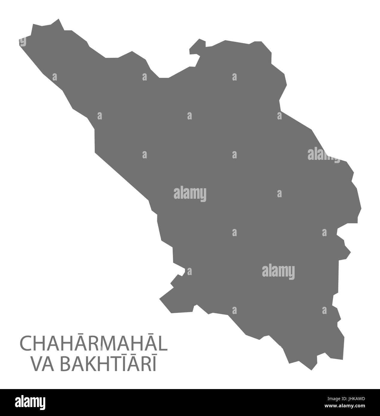 Chaharmahal va Bakhtiari Iran region map grey illustration silhouette ...