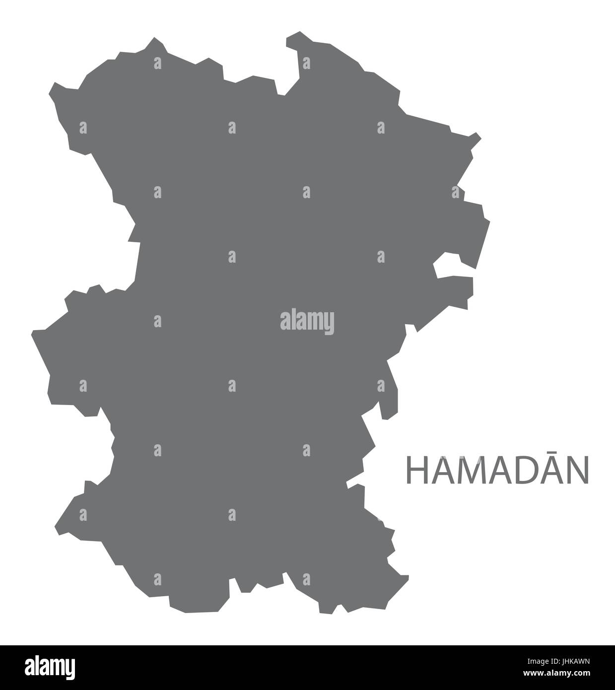 Hamadan Iran region map grey illustration silhouette shape Stock Vector ...
