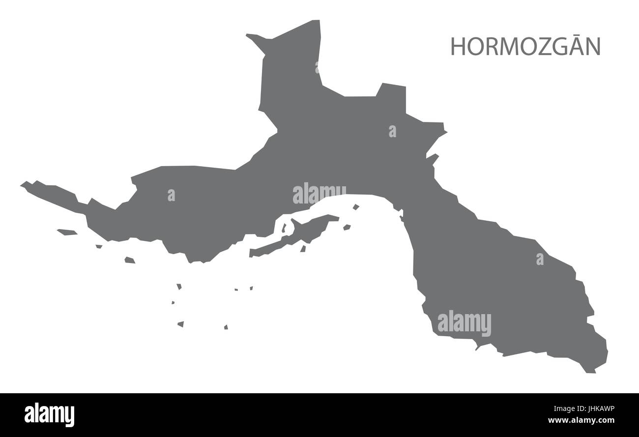 Hormozgan Iran region map grey illustration silhouette shape Stock ...