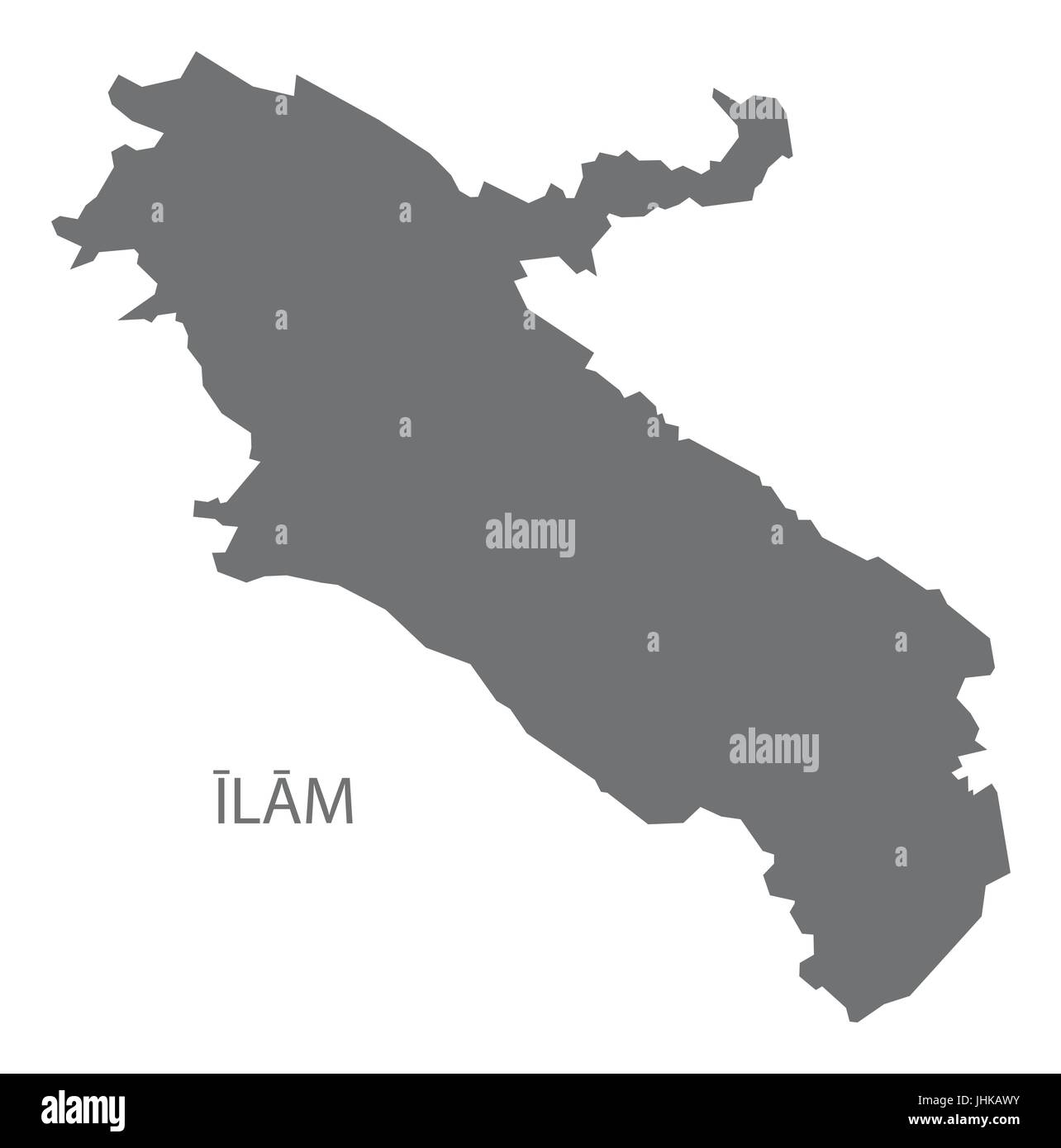 Ilam Iran region map grey illustration silhouette shape Stock Vector ...