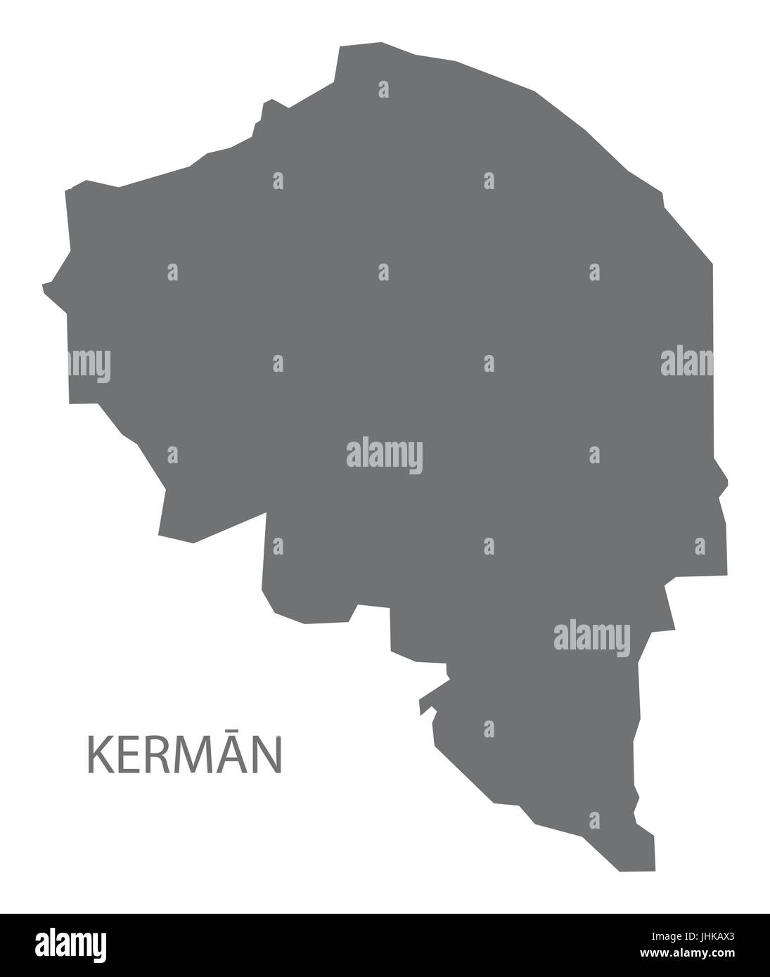 Kerman Iran region map grey illustration silhouette shape Stock Vector ...