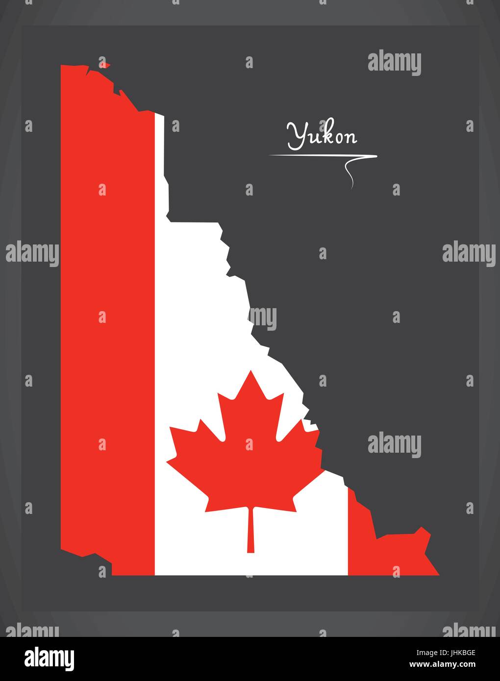 Yukon Canada map with Canadian national flag illustration Stock Vector ...