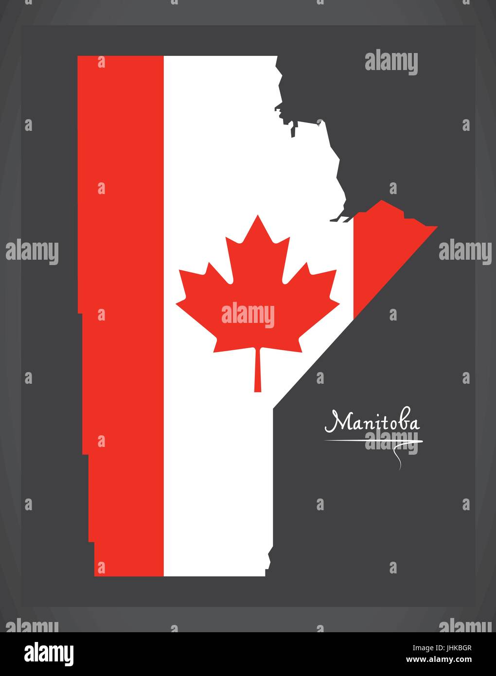 Manitoba Canada map with Canadian national flag illustration Stock ...