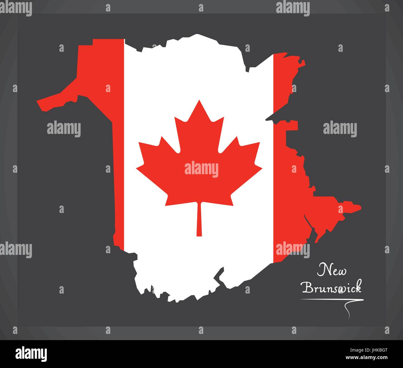 New Brunswick Canada map with Canadian national flag illustration Stock ...