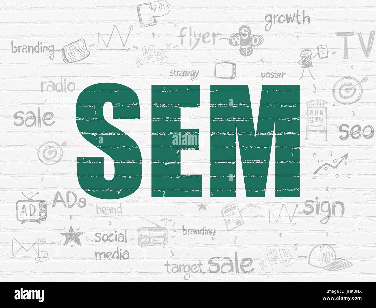 Advertising concept: SEM on wall background Stock Photo - Alamy