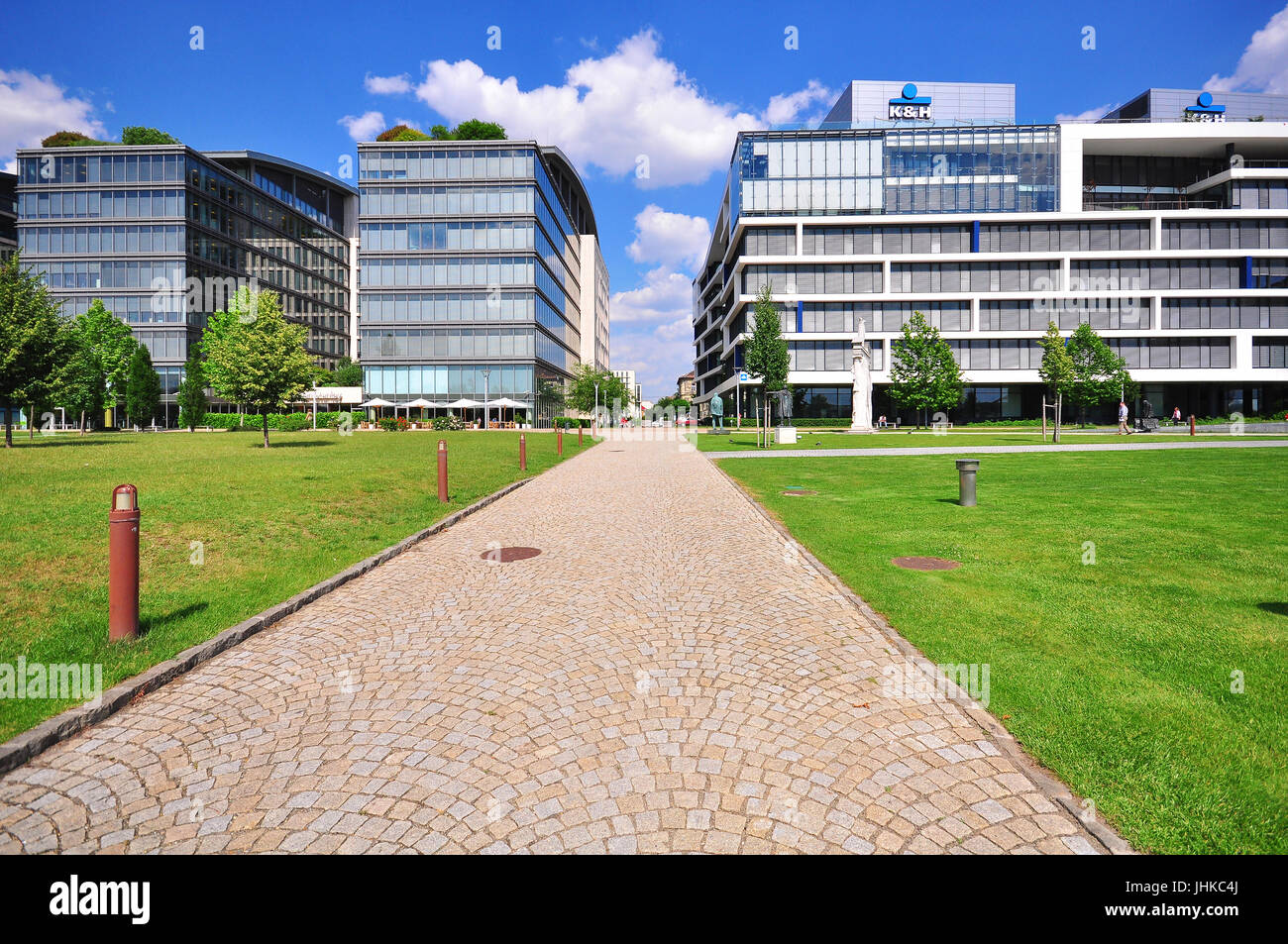 BUDAPEST, HUNGARY - JUNE 8: Office buildings in the business district ...