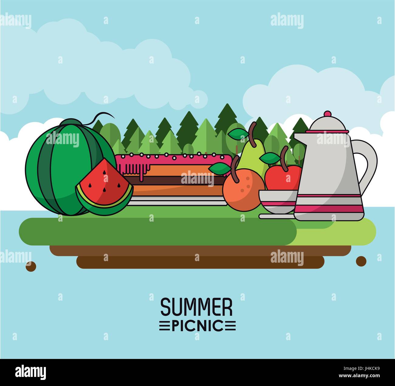 heaven background poster of summer picnic with outdoor landscape with ...