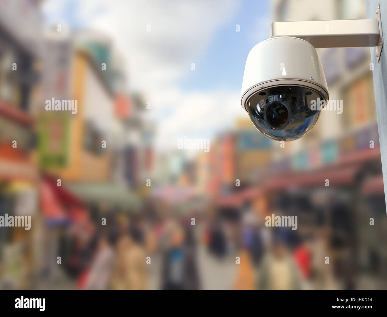3d rendering security camera or cctv camera with cityscape background ...