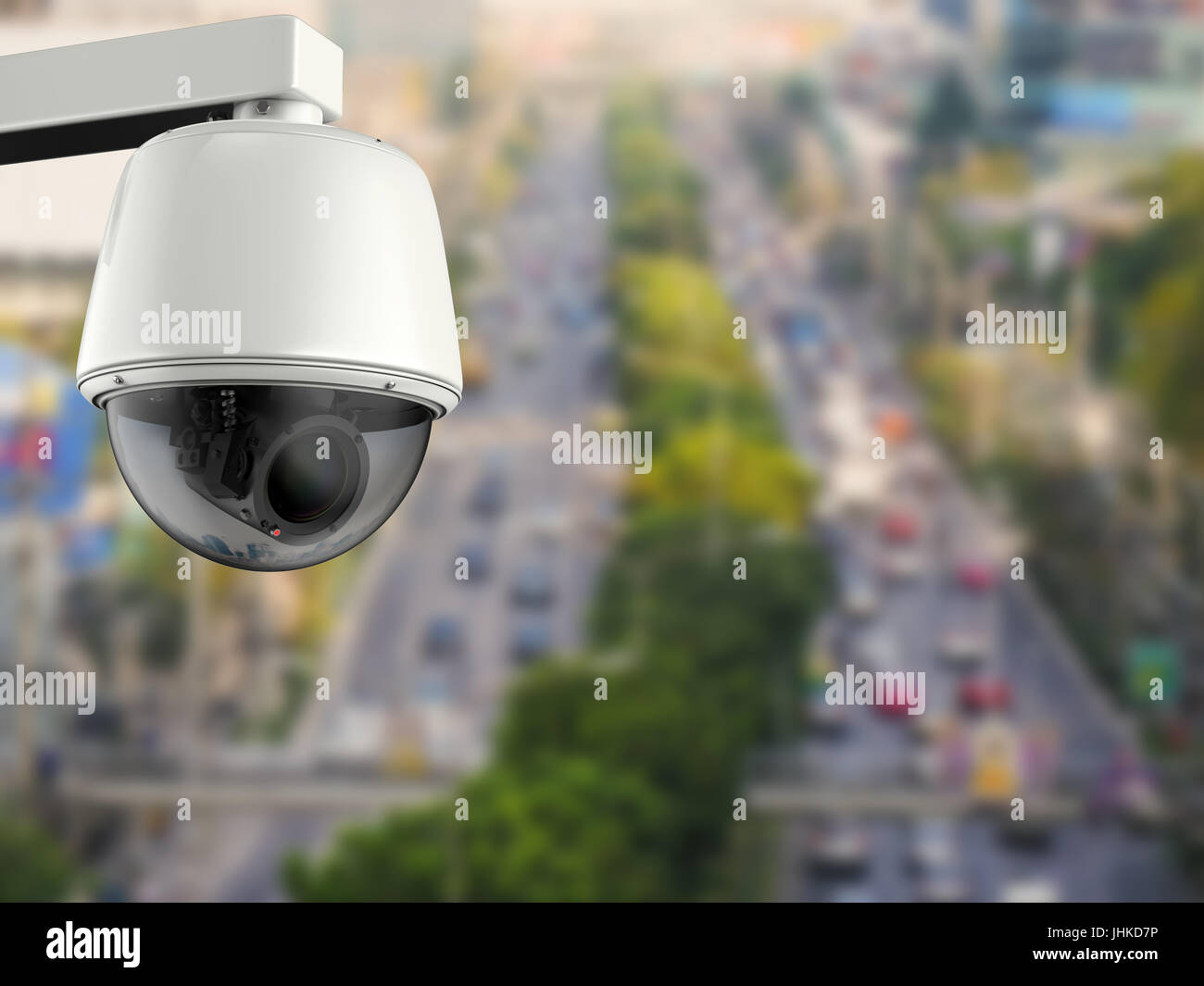 3d rendering security camera or cctv camera with cityscape background ...