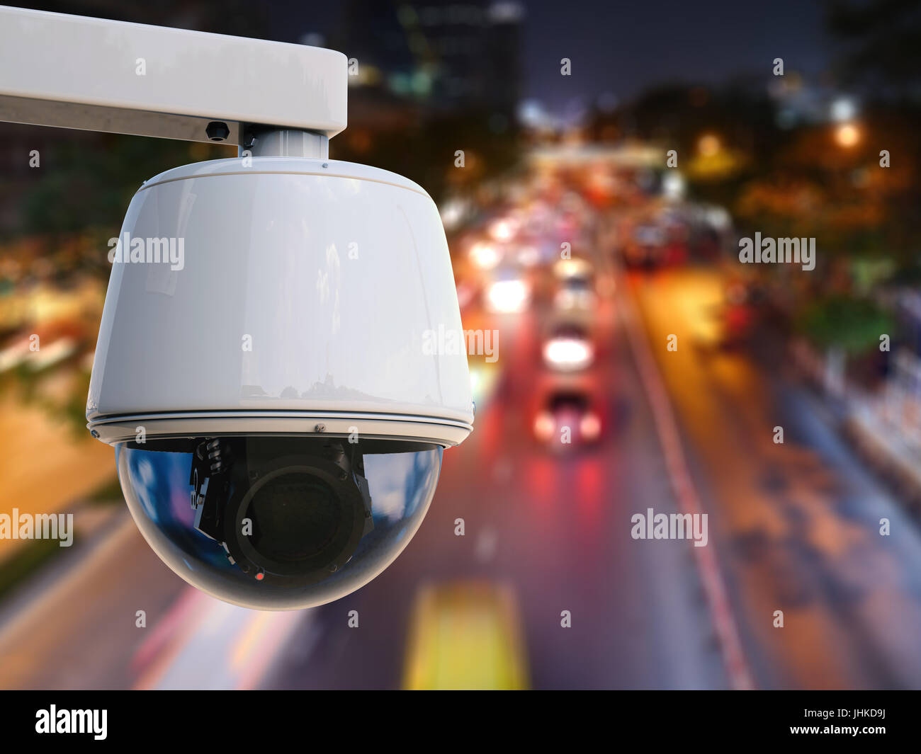 3d rendering security camera or cctv camera with cityscape background ...