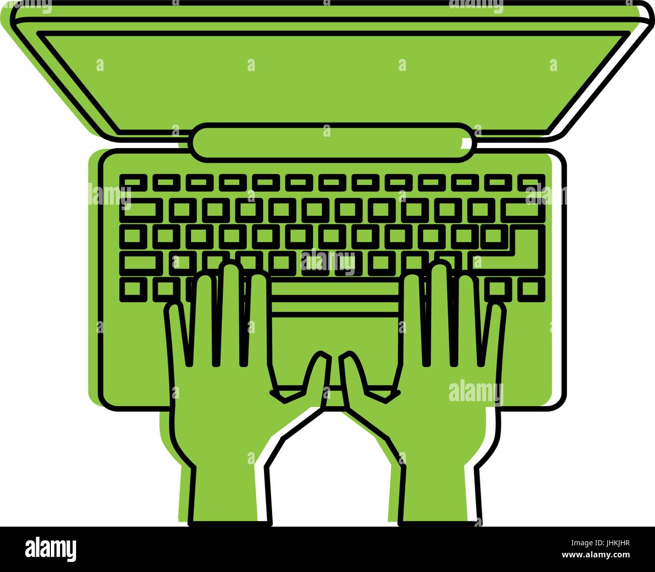 hands typing on laptop computer topview icon image Stock Vector Image ...