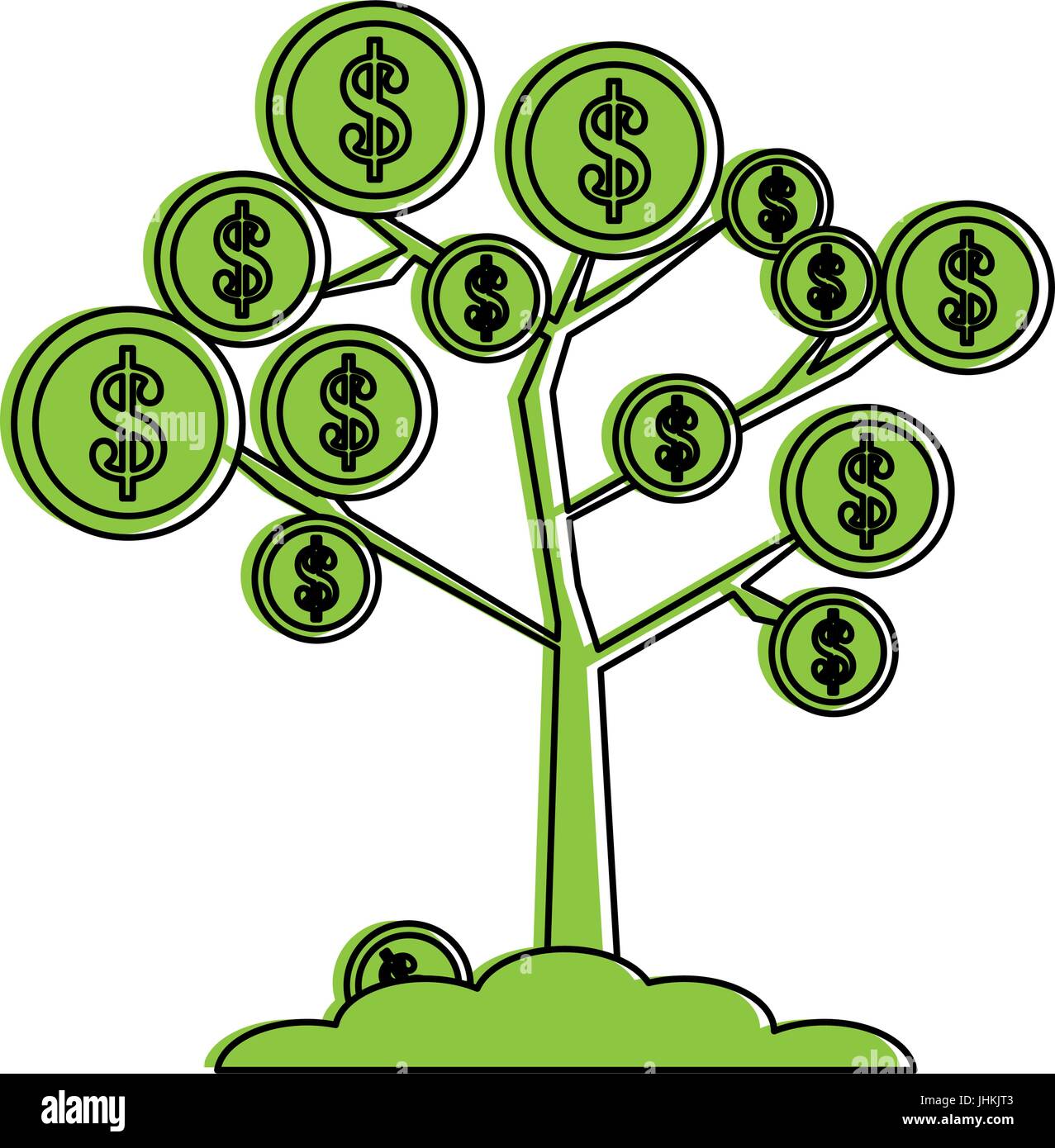 Coin tree Stock Vector Images - Alamy